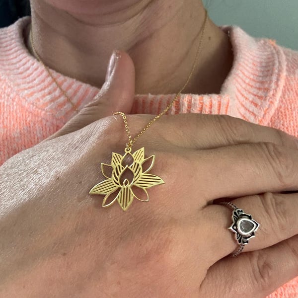 Lotus Flower Necklace, Sacred Lotus Necklace, Lotus Pendant, Silver Lotus Flower Necklace ...