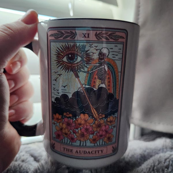 Audacity Tarot Card Mug, Occult Skeleton Tarot Card Coffee Mug, the ...