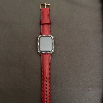 Red Genuine Leather Apple Watch Band 42mm, 38mm, 40mm, 44mm, 49mm for ...