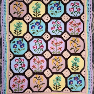 Rose Afghan Crochet Pattern Vintage 1950s ROSE Bedspread Popular Retro ...