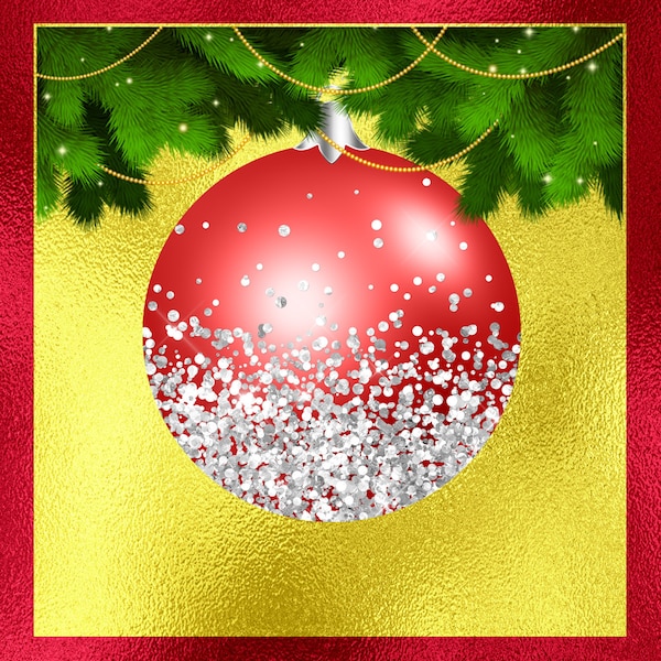 Silver Glitter Christmas Ball Ornaments Clipart, PNG Graphics (digital ...