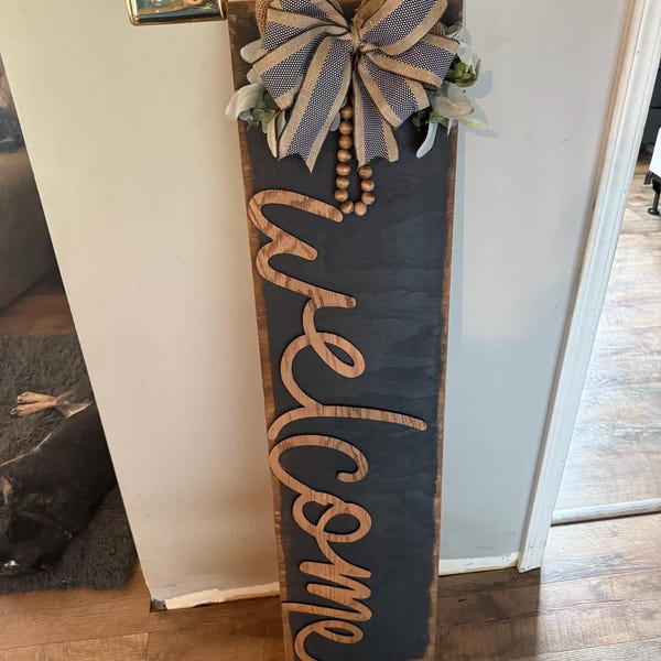 Rustic Floral Porch Leaner Porch Decor Hello Rustic Floral Sign 3D ...