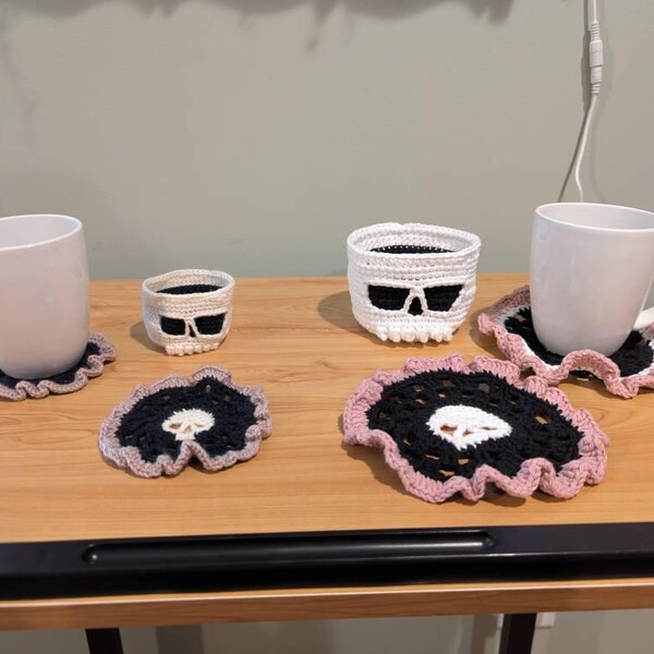 Brainy Skull Coaster Set CROCHET PATTERN / Skull Coaster PDF English ...