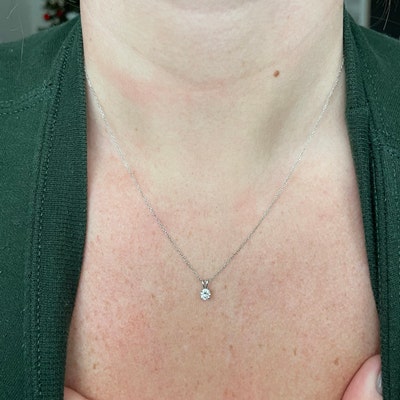 14K Gold Diamond Necklace, 2 Stone Diamond Necklace, Real Diamond ...