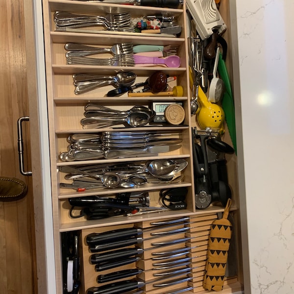 Custom Drawer Divider, Maple Silverware Organizer, 6 Spaces ...