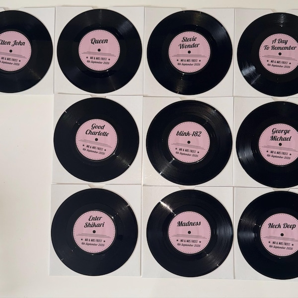 Real Vinyl Record Table Names Custom Wedding Party 7 Inch 7" 45s Music ...