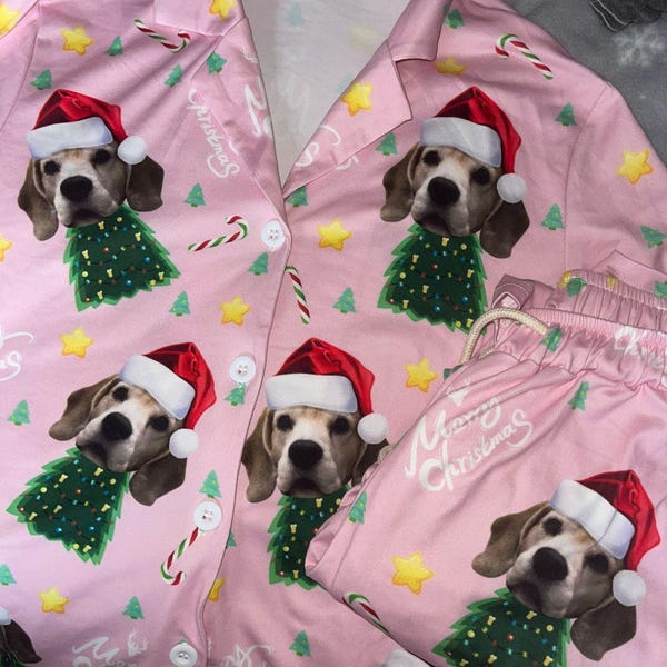 Custom Face Pyjamas Using Human Photo Dog Face Pjs Cat Face Pajama Set ...