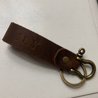 Personalized Leather Keychain. Custom Leather Keychain. Monogrammed ...