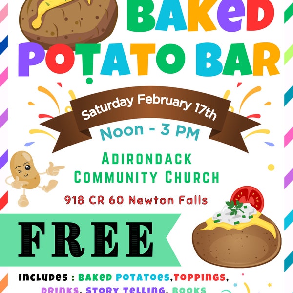 EDITABLE Baked Potato Bar Flyer, School Fundraiser Invitation ...