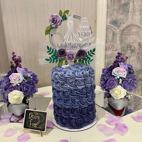 Bridal Shower Dress Cake Topper, Customizable Name and Date - Etsy