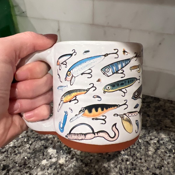 Classic Fishing Lures Mug Handmade With Original Artwork - Etsy