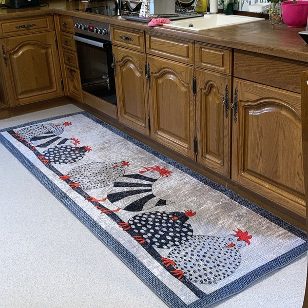 Chicken Kitchen Dining Room Runner Rug / Mat Non-skid Machine Washable ...