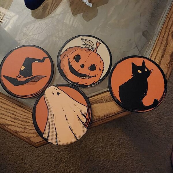 Horror Movie Characters Coasters, Square Set of 4-8, Halloween Ceramic ...