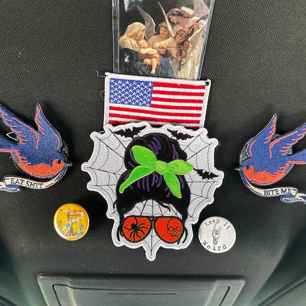 Bite Me Bird Iron on Patch // Round Patch // Swallow Patches// Iron on ...