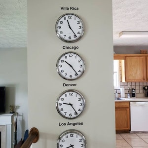 Time Zone Clock Decals City Decals Indoor Wall Decals Time Zone Sticker ...