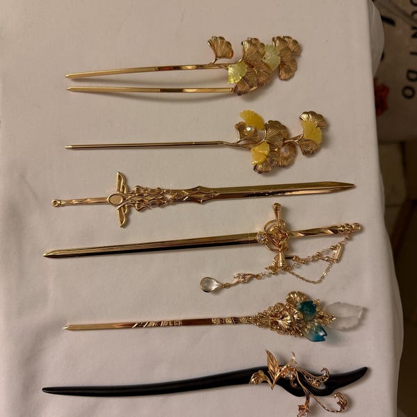 Handmade Sword Hair Stick: Copper & Goldcolor Dangle Hair Pin - Etsy