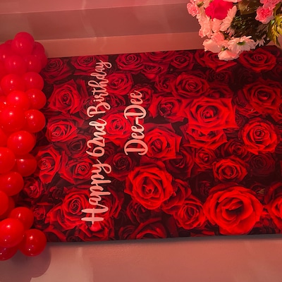 Custom Red Rose Backdrop Birthday Wedding Engagement Photo Banner ...