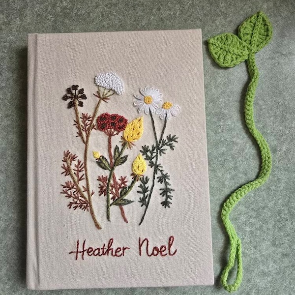 Personalized Hand Embroidered Journal Notebook A5, Photo Album, Fabric ...