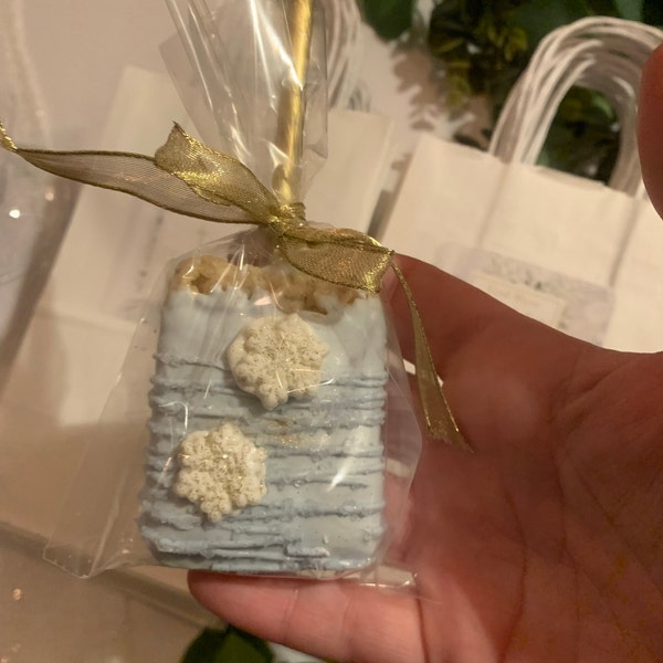 Pink/silver Chocolate Snowflakes Rice Krispie Treats (1doz)/birthday ...