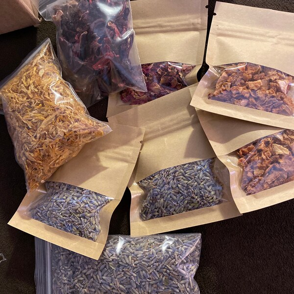 Dried Flowers Medium Sample Pack, 3x4 Zip Bag, Lavender, Calendula ...