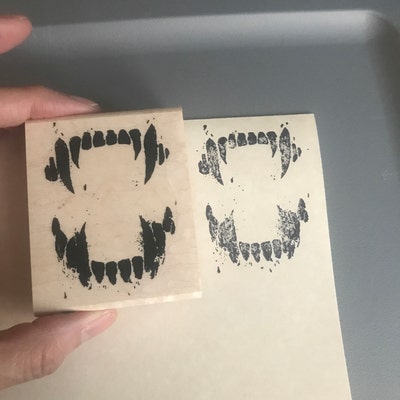 Set of Vampire Teeth RUBBER STAMP, Halloween Stamp, Vampire Stamp ...