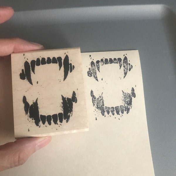 Set of Vampire Teeth RUBBER STAMP, Halloween Stamp, Vampire Stamp ...