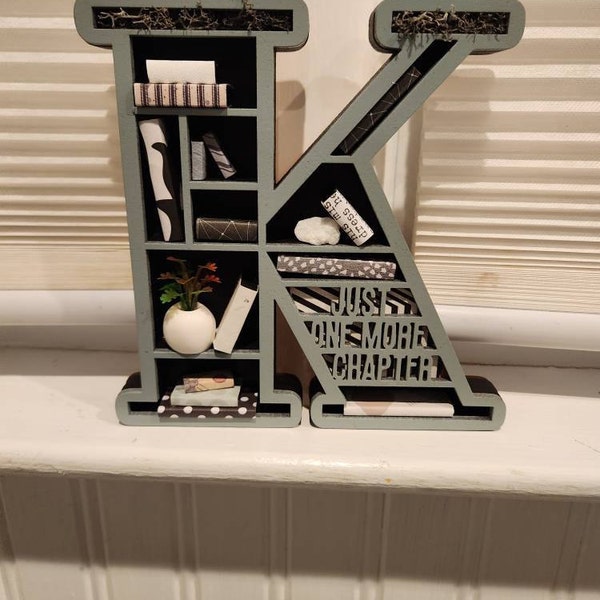 Custom Alphabet Initial Book Lover Miniature Bookshelf - Great Gift for ...