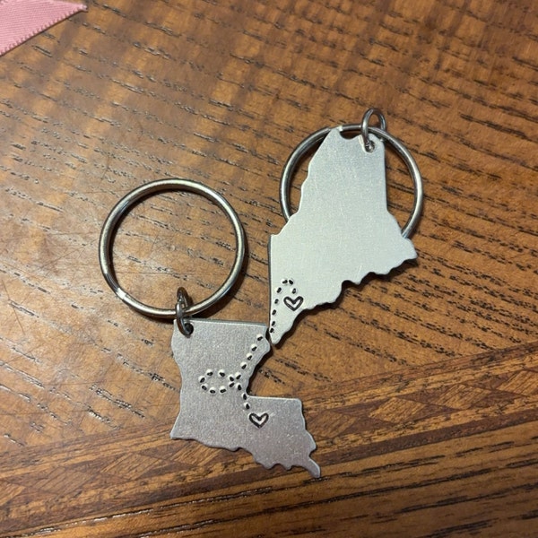 BEST FRIEND KEYCHAIN, Long Distance State Keychains, Best Friend Gift ...