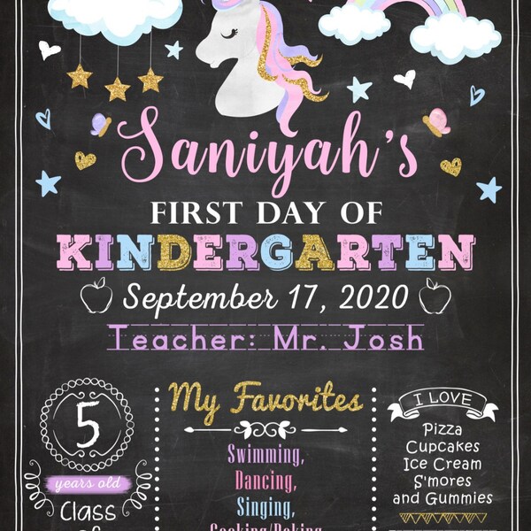 Floral First Day of School Sign Printable, Girl Back to School ...