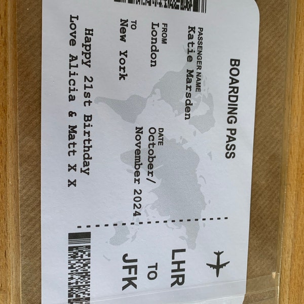 Personalised Custom | Gift Airline Ticket , Boarding Pass, Gift Card ...