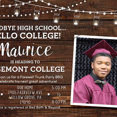 Off to College Party Invitation, Farewell Graduation Party Invitation ...