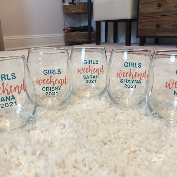 DIY Custom Wine Glass Decals, Girls Weekend Party Decals, Personalized ...