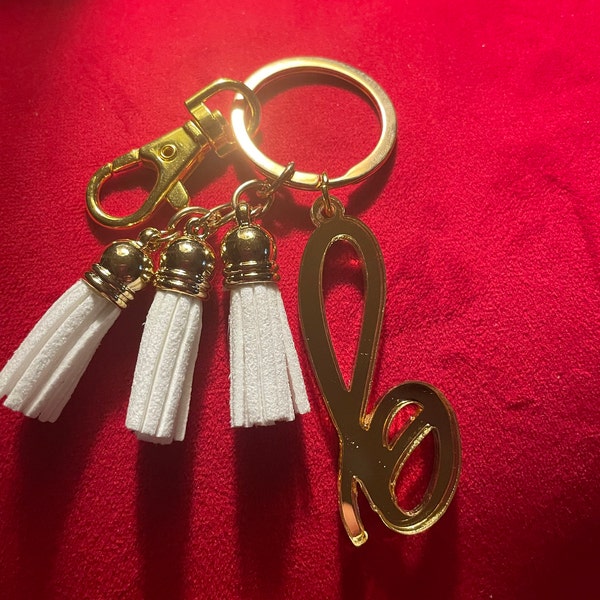 Individual Letter Keychain With Mini Tassels | Acrylic Initial Keychain ...