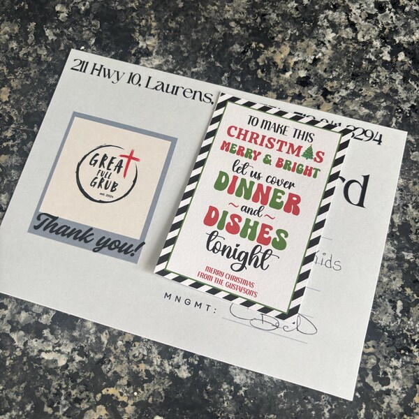 Editable Christmas Dinner and Dishes Gift Tag, Merry and Bright ...