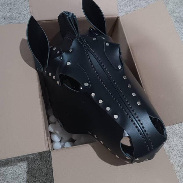 Genuine Leather Handmade Pup Dog Mask Puppy Petplay Pet Play Muzzle Pup ...