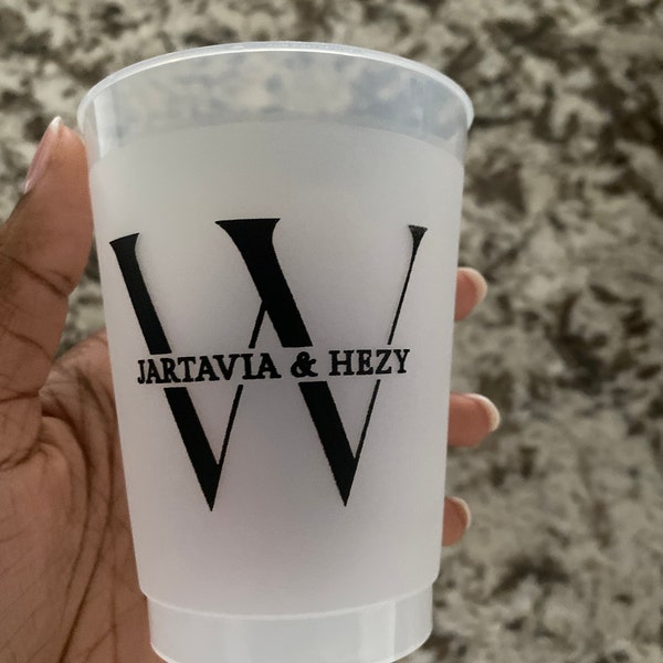 Custom Wedding Cups, Reception Bar Frosted Cups, Personalized ...