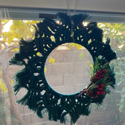 Mini Holiday Macrame Wreath Holiday Wreaths Holiday Macrame Holiday ...