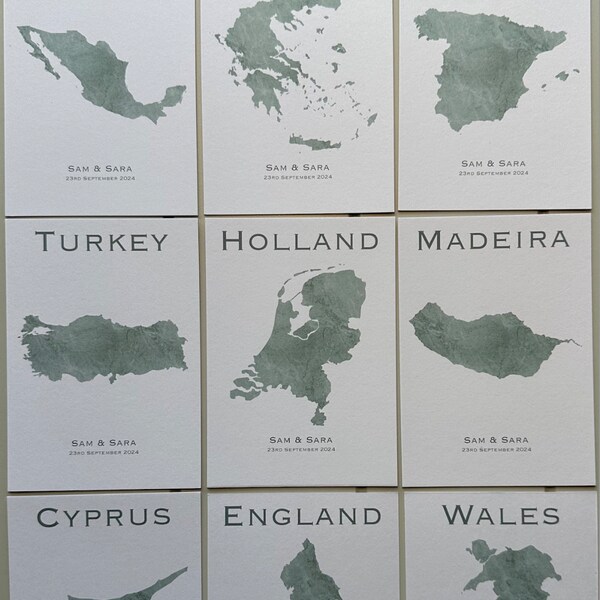 Travel Theme Table Numbers for Wedding | Destination Table Names ...