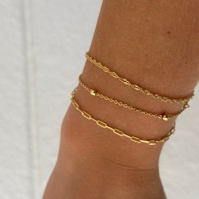 Dainty Anklet for Woman Gold Turtle Anklet Chain Beaded Anklet Gold ...