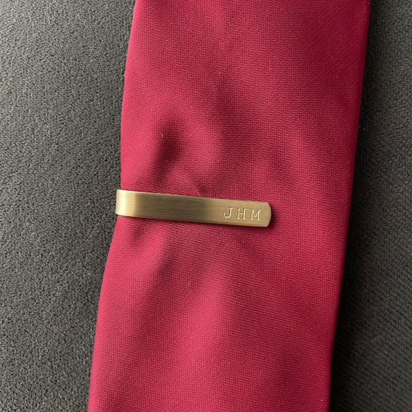Personalized Gold Brass Tie Bar - Custom Sized Tie Clip, Stamped or ...