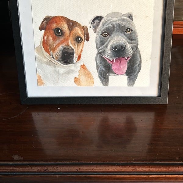 Multi Custom Dog Pet Portrait Hand Painted Original Watercolor Painting ...