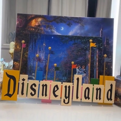 Vintage Disneyland Entrance Sign With Flags - Etsy