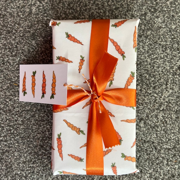 Carrot Wrapping Paper Set Gift Wrap, Fun Easter Gift Wrap - Etsy