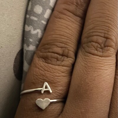 Dainty Initial Heart Ring in Rose Gold, Gold, Sterling Silver Mothers ...