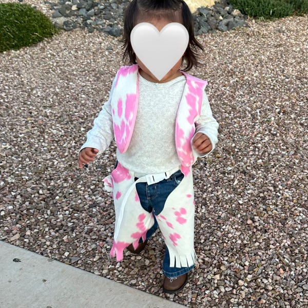 Infant Pink Cow Print Cowboy Costume: Faux Fur Chaps & Vest - Etsy