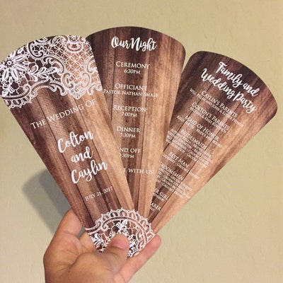 Summer Wedding Program Fans Shabby Chic Petal Fan Programs - Etsy