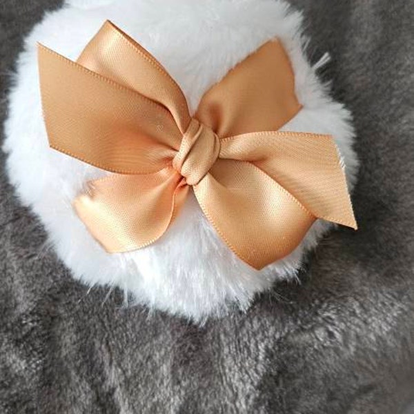Luxurious Body Powder Puff, 4 Inches With Peach Ribbon Handle and Bow ...