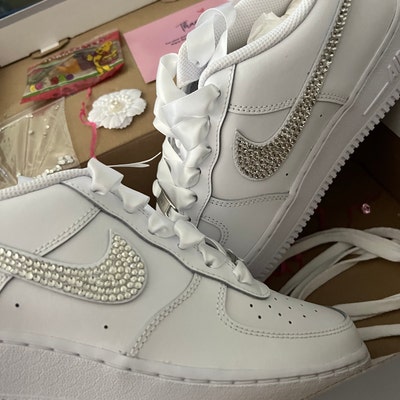 Personalised Air Force 1 White Wedding Sneakers // Blinged Out With ...