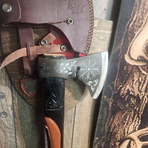 Viking Axe Greenlander Ragnar Axe Camping Axe With Rose Wood Shaft, Viking Bearded Nordic ...