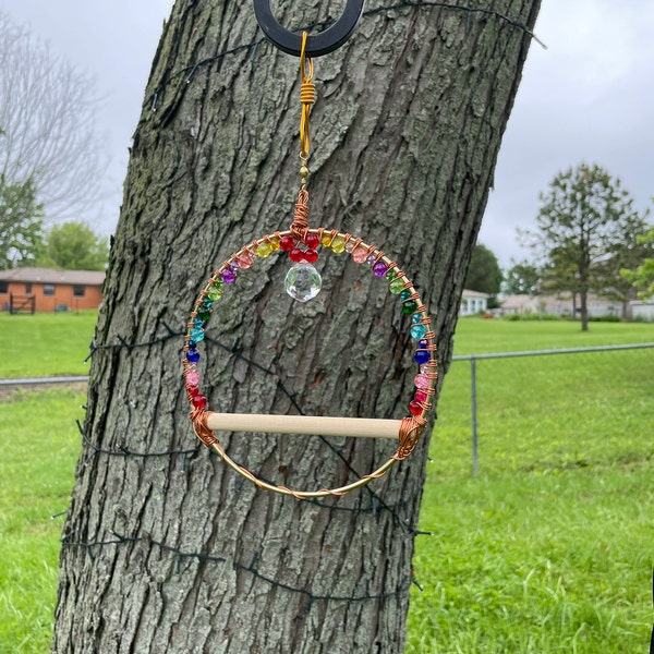 Beaded Hummingbird Swing: Crystal Garden Decor - Etsy